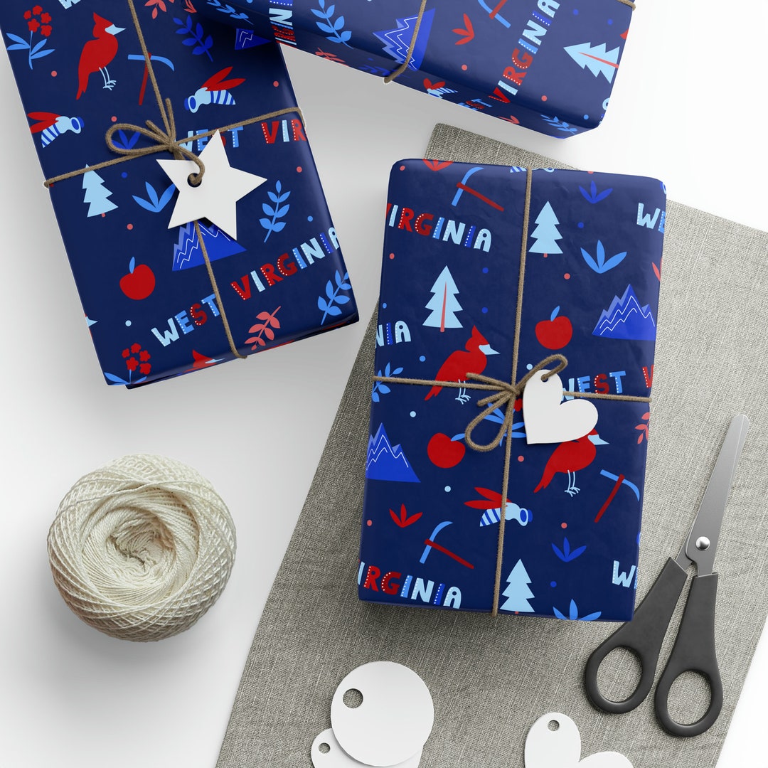 West Virginia State Wrapping Paper, West Virginia Gift Wrap, US State ...