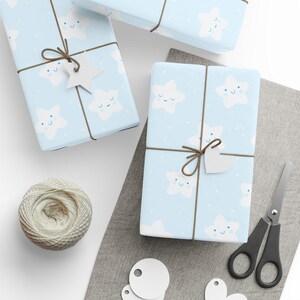 Baby Shower Gift Wrap, Baby Blue Gift Wrap, Baby Stars Gift Wrap ...