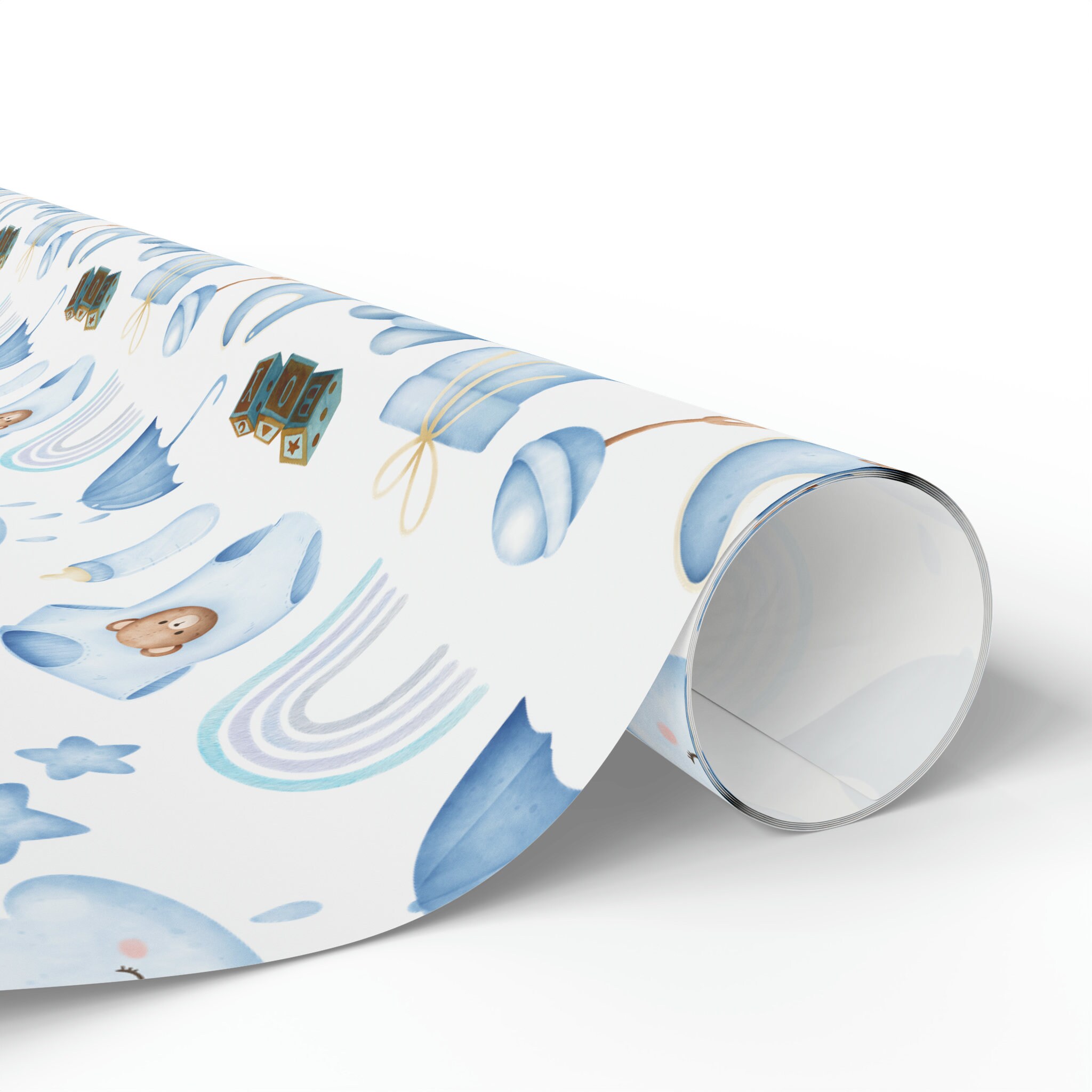 Baby Boy Gift Wrap, Baby Shower Gift Wrap, Baby Blue Gift Wrap ...