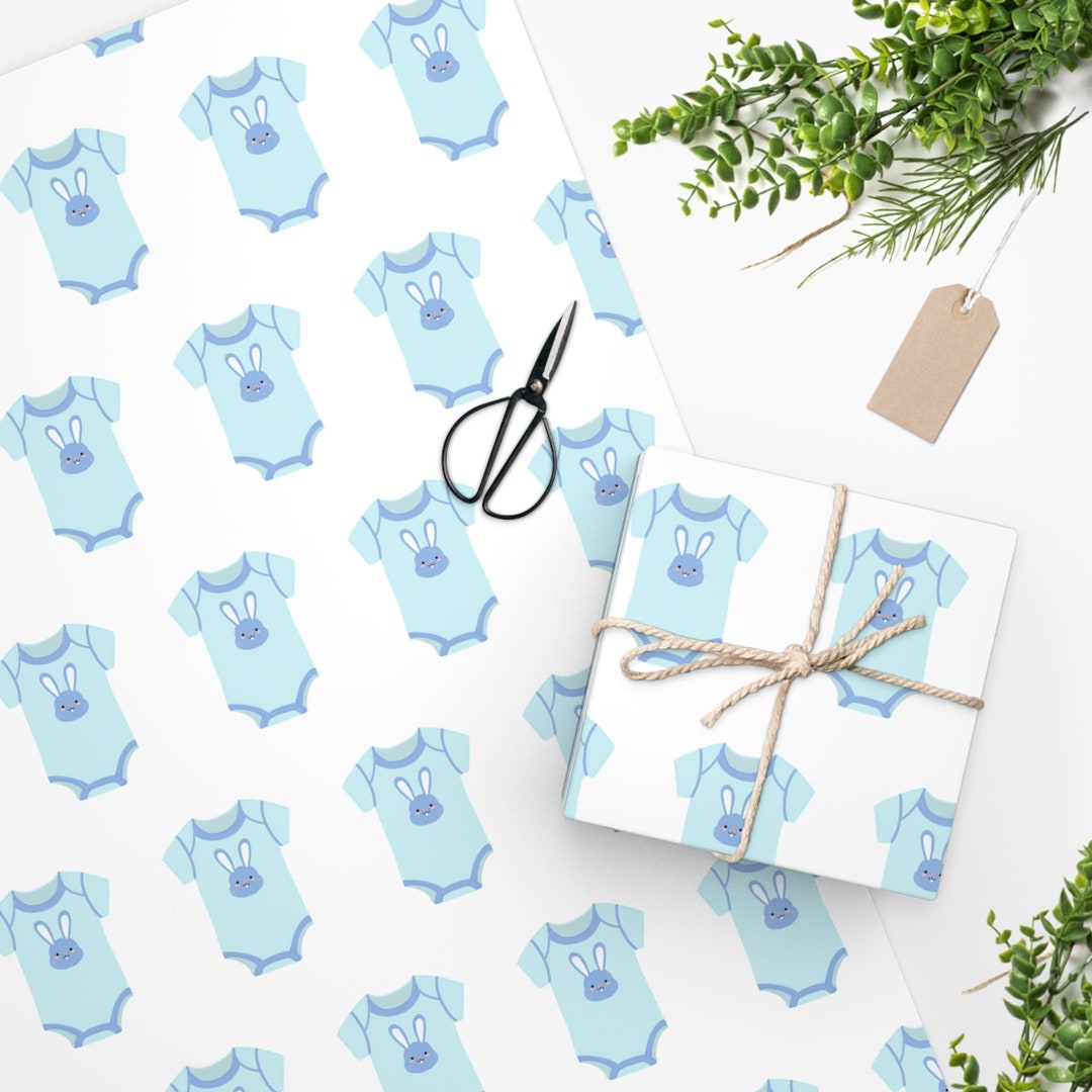 Baby Boy Gift Wrap, Baby Shower Gift Wrap, Baby Onesie Gift Wrap ...