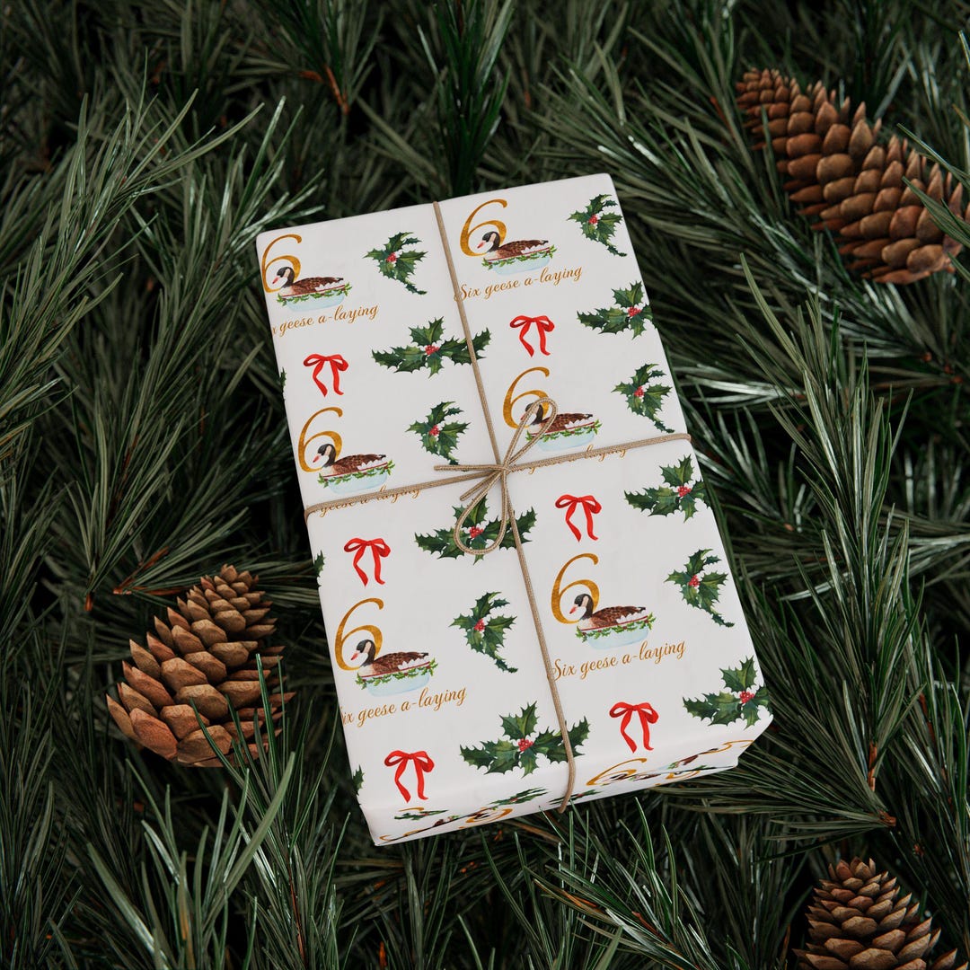 Twelve Days of Christmas Gift Wrap: Sixth Day Whimsical Design - Etsy