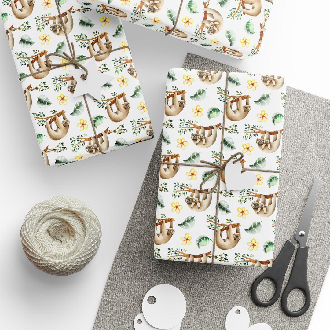 Cute Sloth Wrapping Paper, Sloth Gift Wrap, Baby Sloth Gift Wrap ...