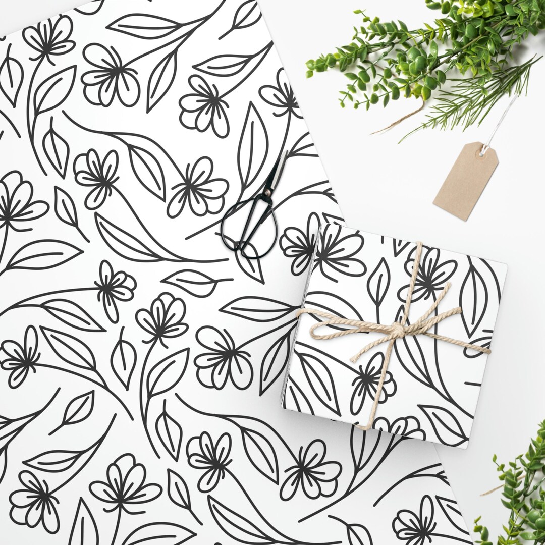 Colouring Gift Wrap, Floral Gift Wrap, Colouring Wrapping Paper, Kids ...