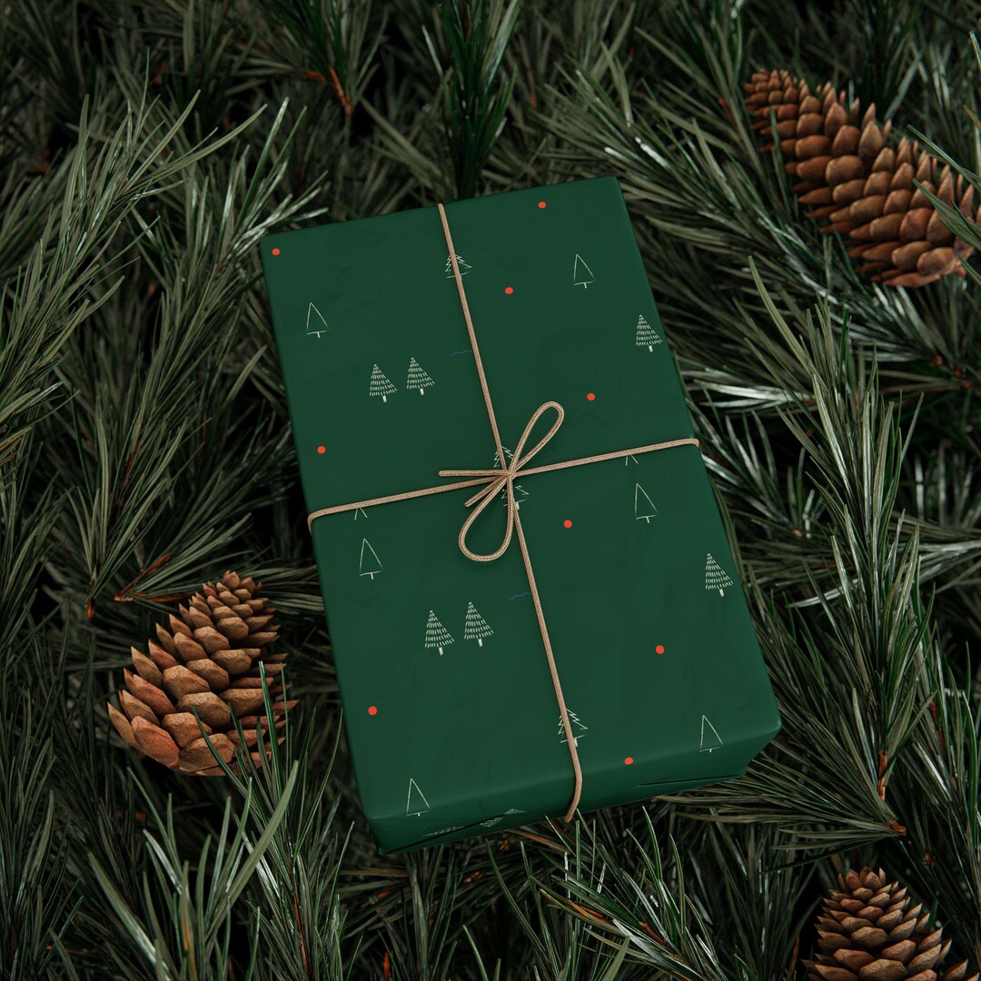 Green Christmas Tree Gift Wrap Roll, Holiday Wrapping Paper - Etsy