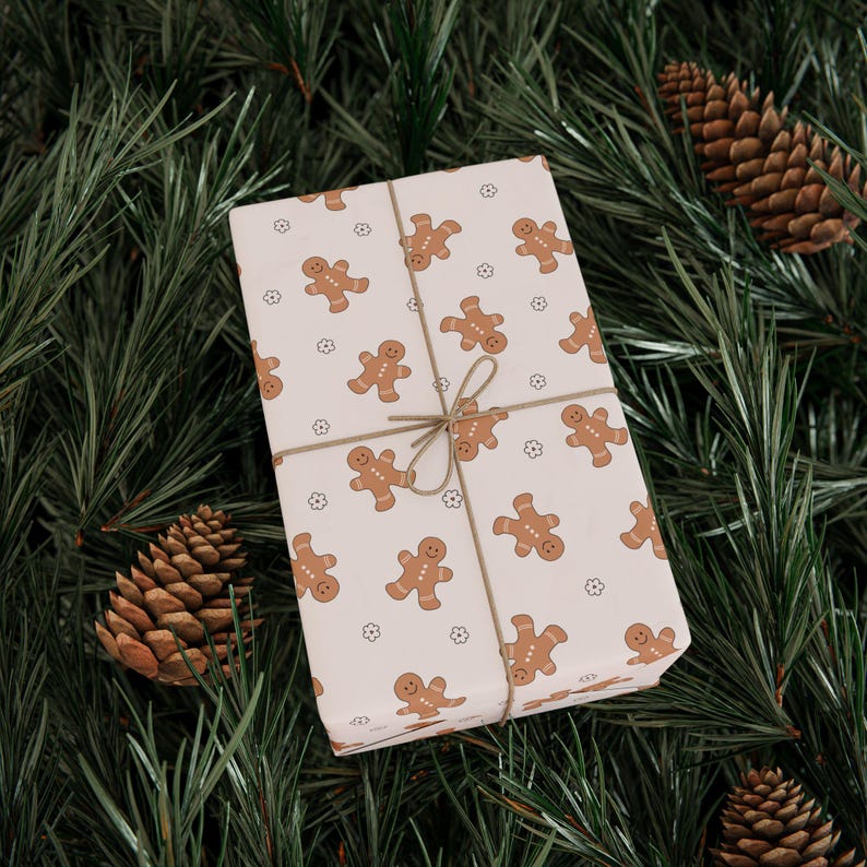Retro Gingerbread Man Christmas Wrapping Paper Roll - Etsy