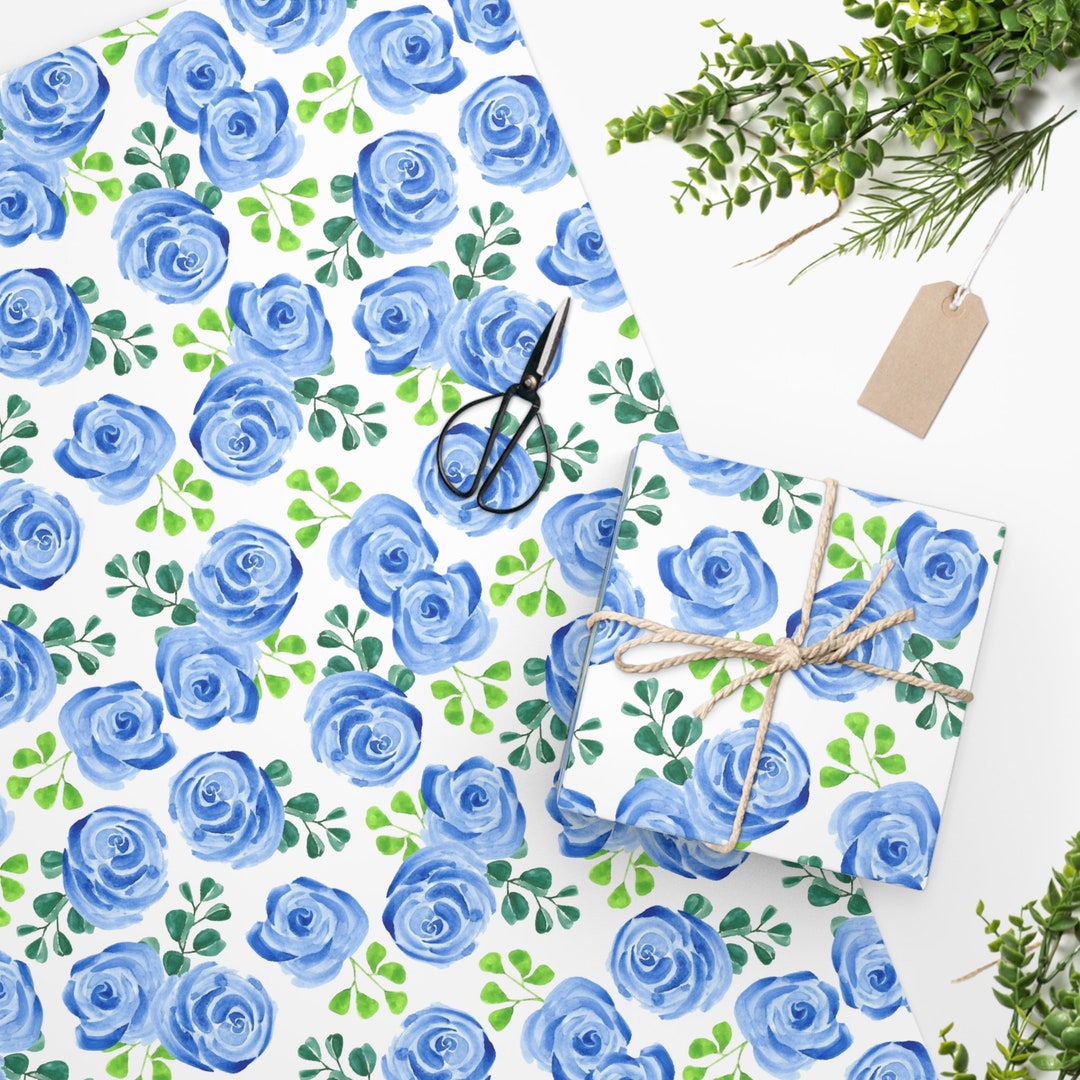Watercolor Floral Gift Wrap, Rose Blossoms Gift Wrap, Spring Flowers ...