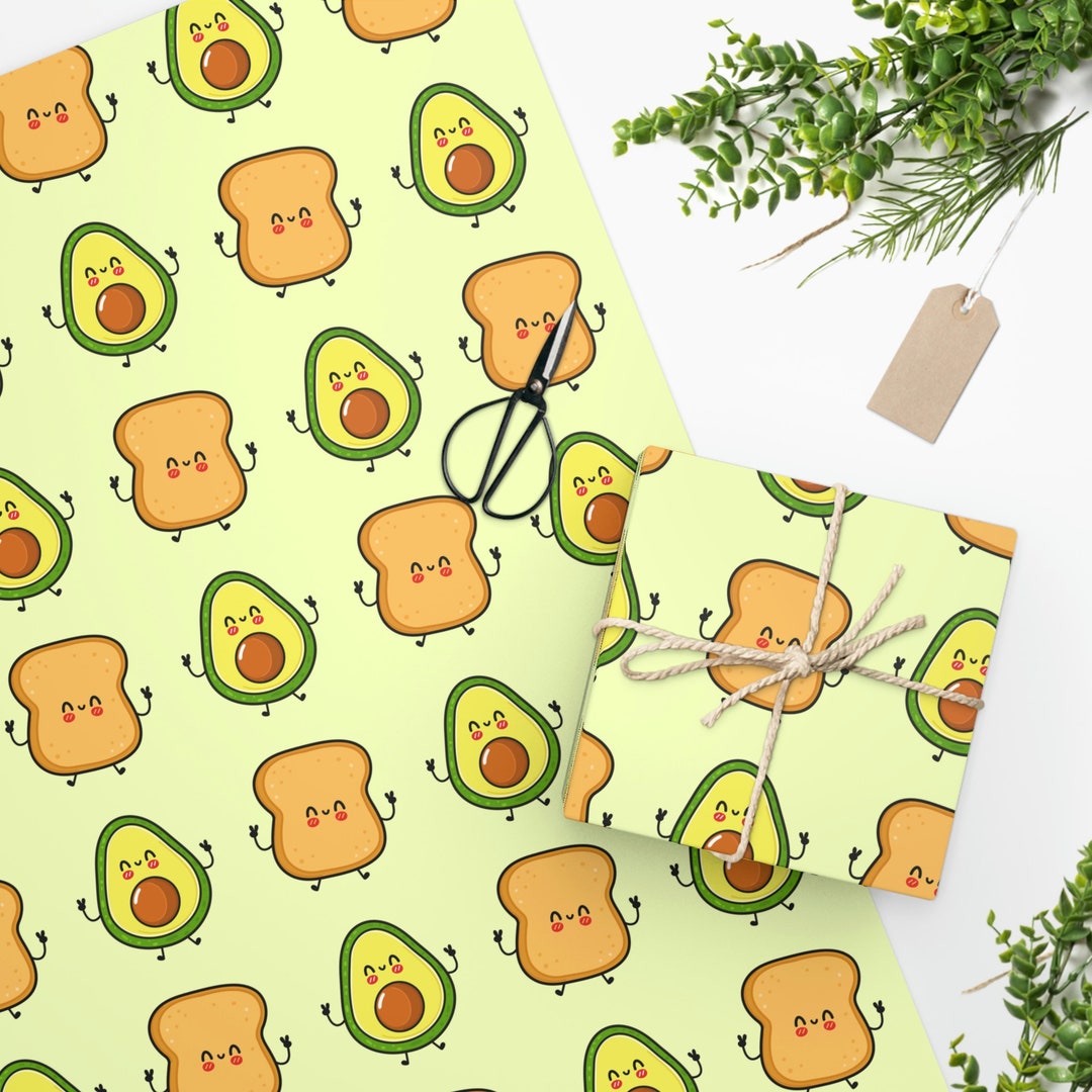 Avocado Toast Gift Wrap, Cute Avocado and Toast Gift Wrap, Wrapping ...