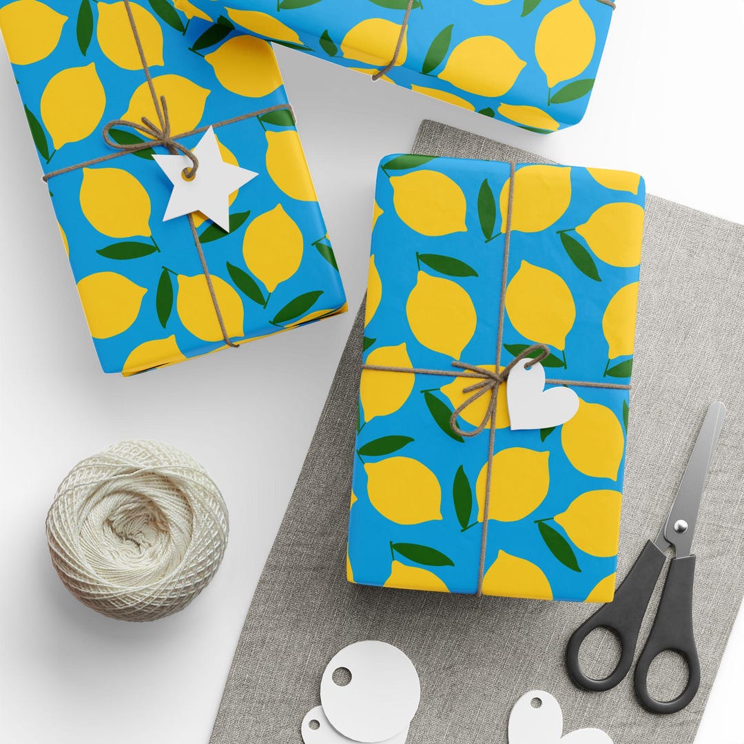 Lemon Pattern Gift Wrap: Summer Fruits Wrapping Paper - Etsy