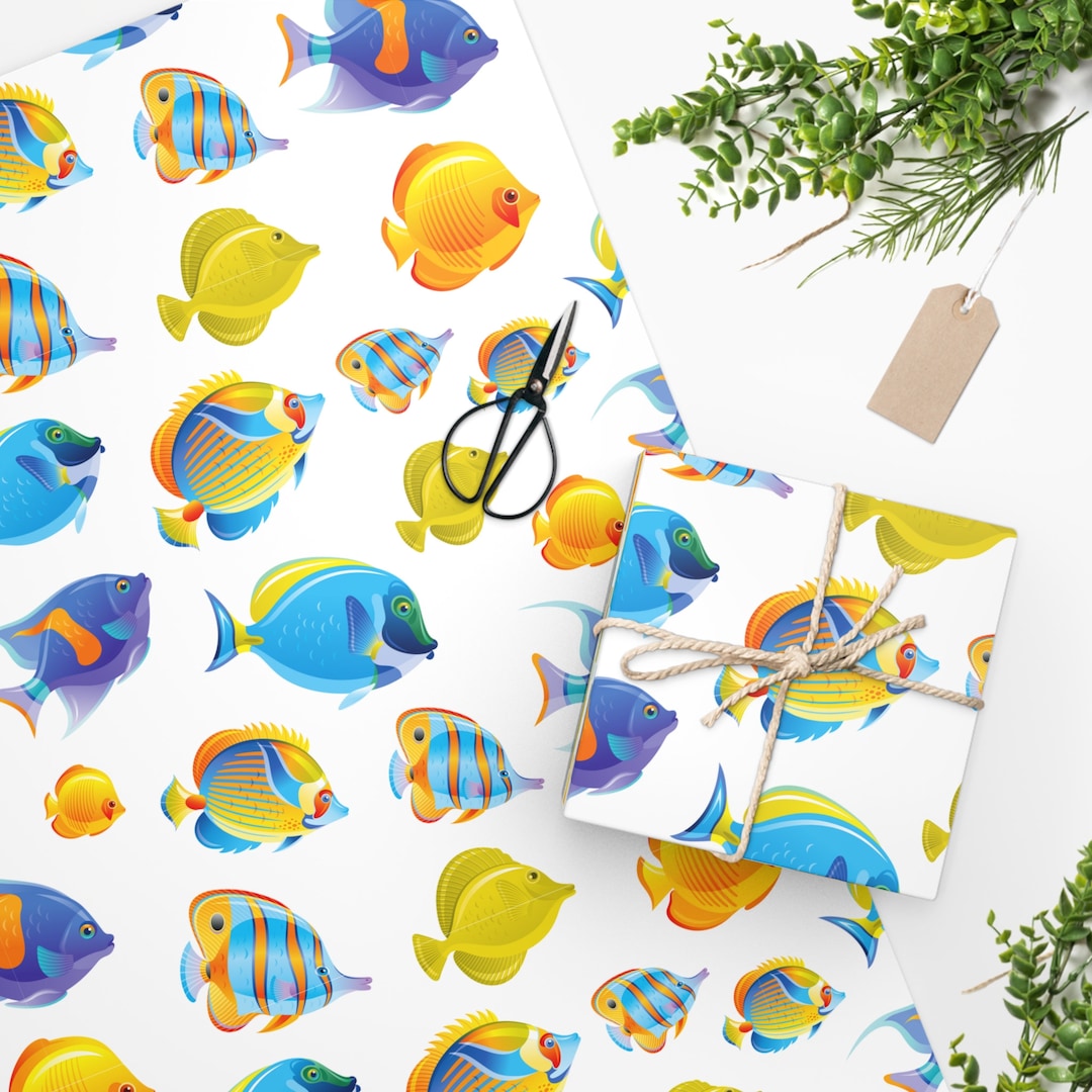 Tropical Fish Gift Wrap, Tropical Fish Wrapping Paper, Aquarium Gift ...