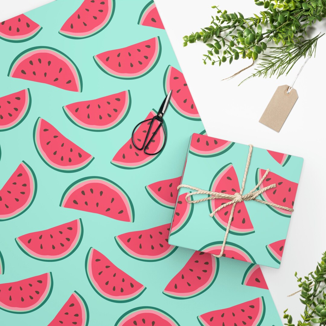 Watermelon Pattern Gift Wrap, Summer Fruits Gift Wrap, Summertime Gift ...