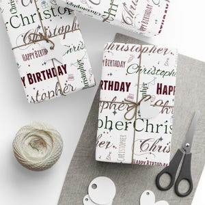 Personalized Birthday Wrapping Paper Roll: Custom Name Gift Wrap - Etsy