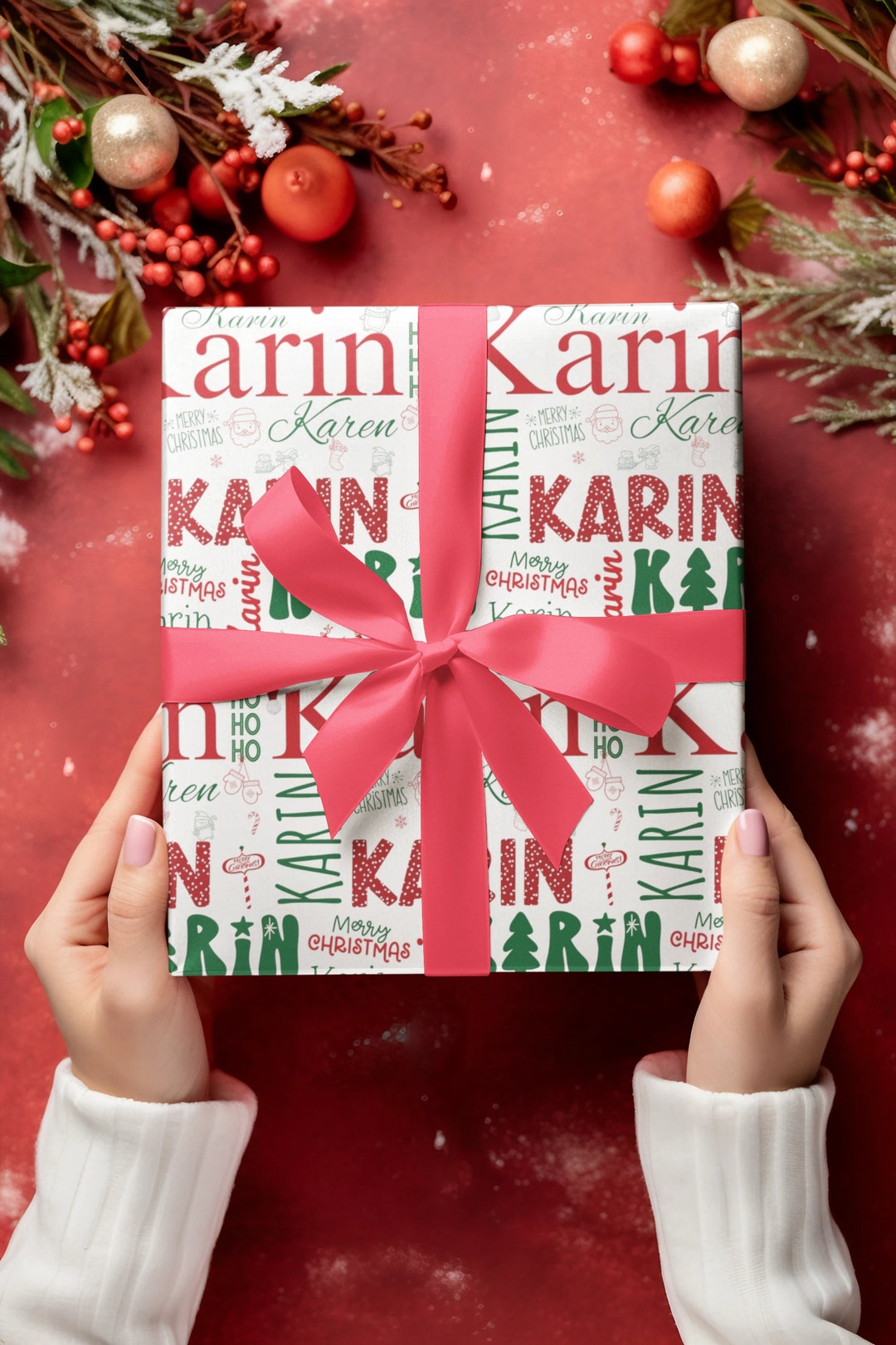 Personalized Christmas Wrapping Paper, Christmas Gift Wrap, Christmas ...