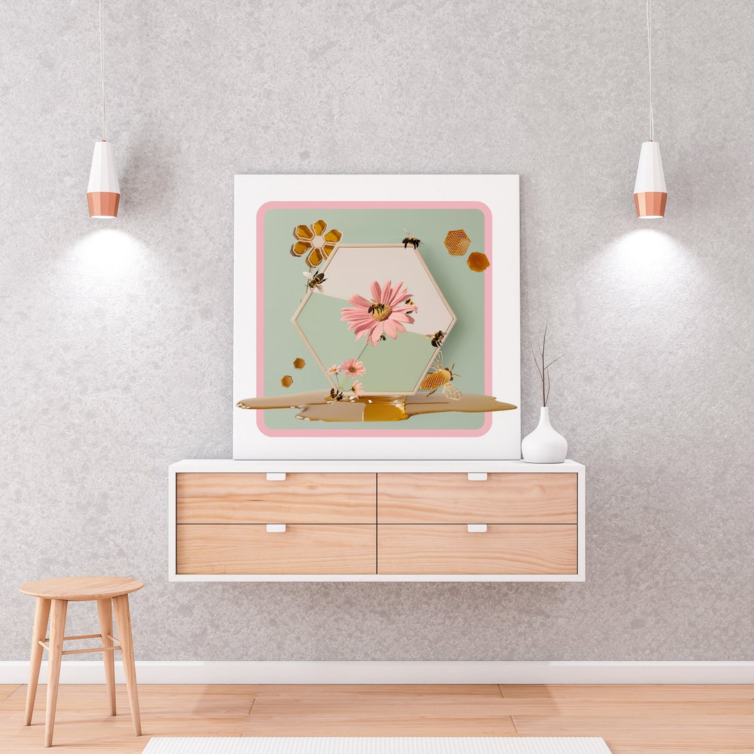 Pollinator Paradise: Pastel Bee & Daisy Design Digital Print Perfect ...