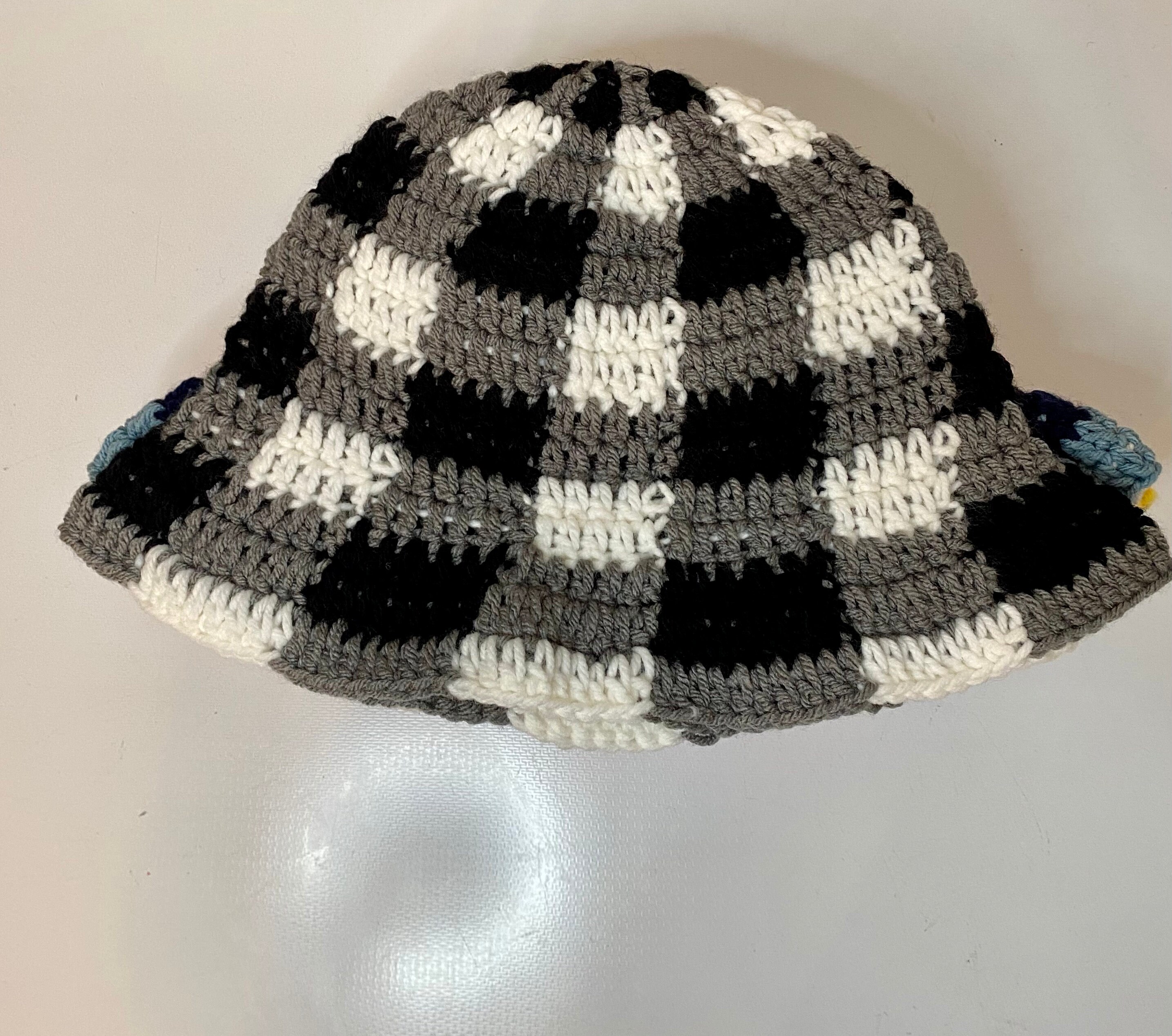 Wavy Crochet Bucket Hat, Plaid Crochet Bucket Hat, Unisex Crochet ...