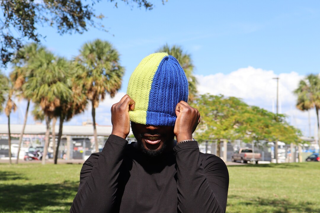 Crochet Split Ribbed Beanie, Multi-colored Ribbed Beanie, Crochet Split ...