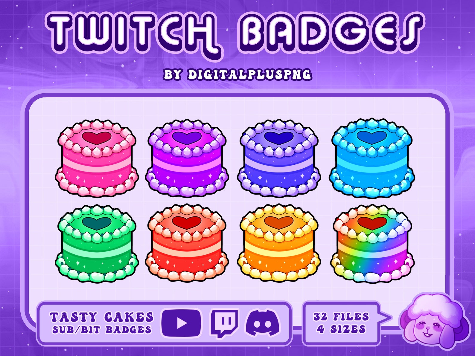 Cute Tasty Cake Badges for Twitch | Subscriber Emotes and for Streaming ...