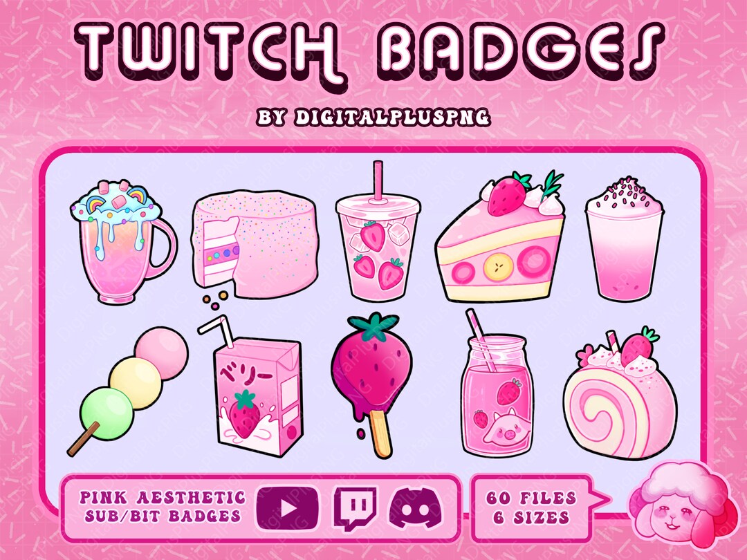 Kawaii Pink Pastel Aesthetic Badges for Twitch/discord/youtube Sub ...