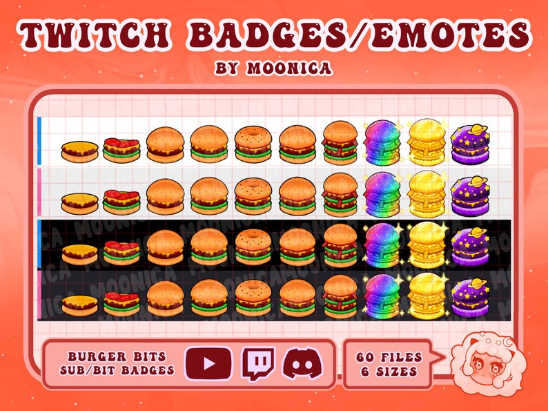 Cute Kawaii Food Tasty Burger Aesthetic Badges for Twitch/discord ...