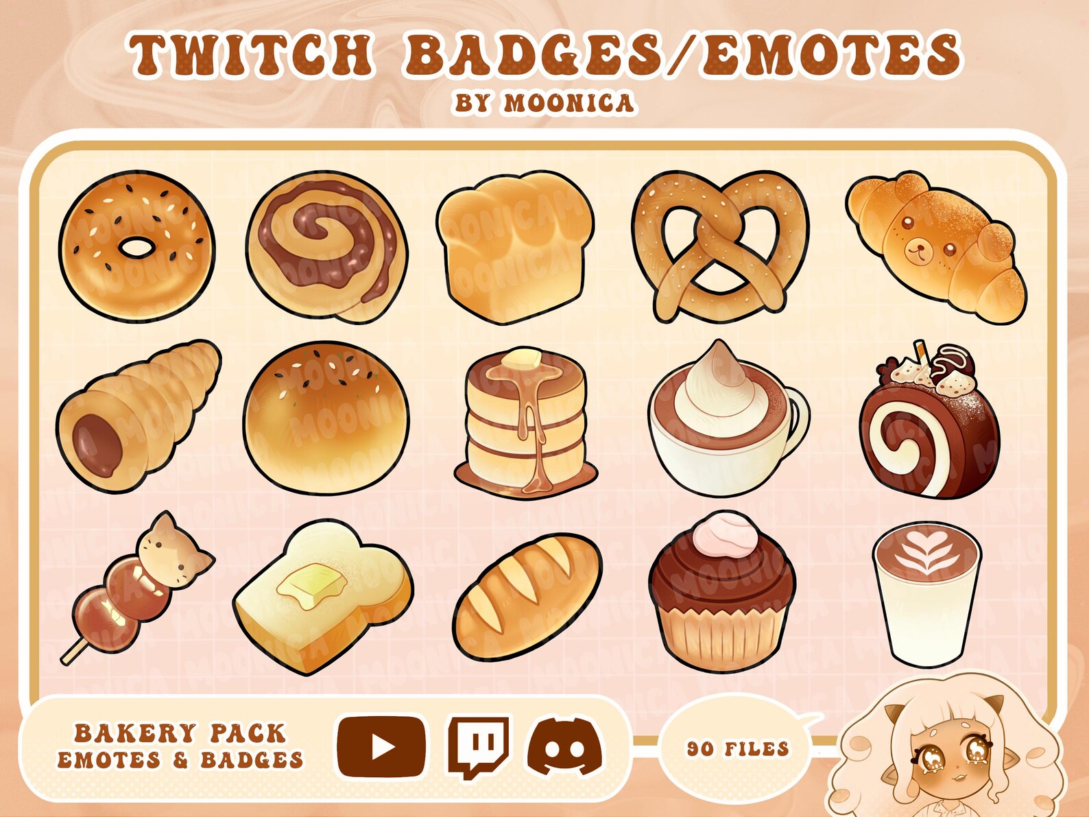 Bakery Bread Aesthetic Badges for Twitch/discord/youtube | Sub Badges ...
