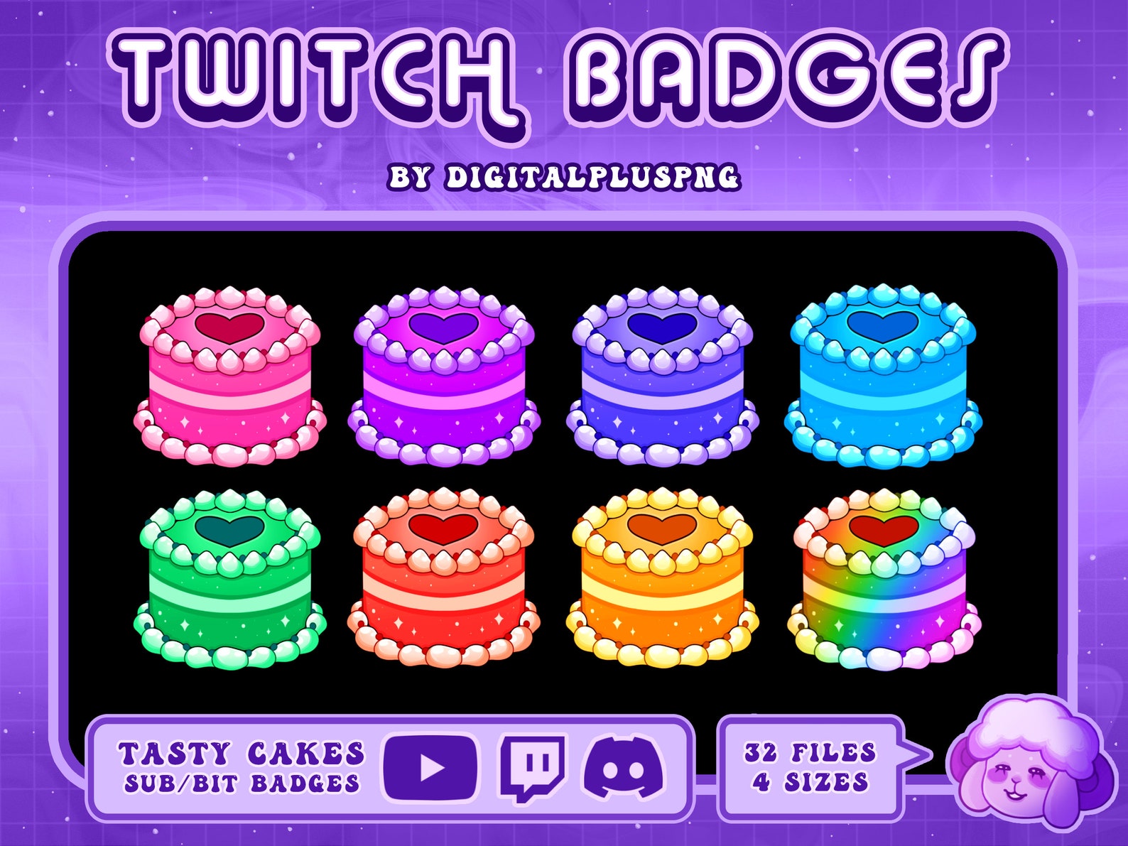 Cute Tasty Cake Badges for Twitch | Subscriber Emotes and for Streaming ...