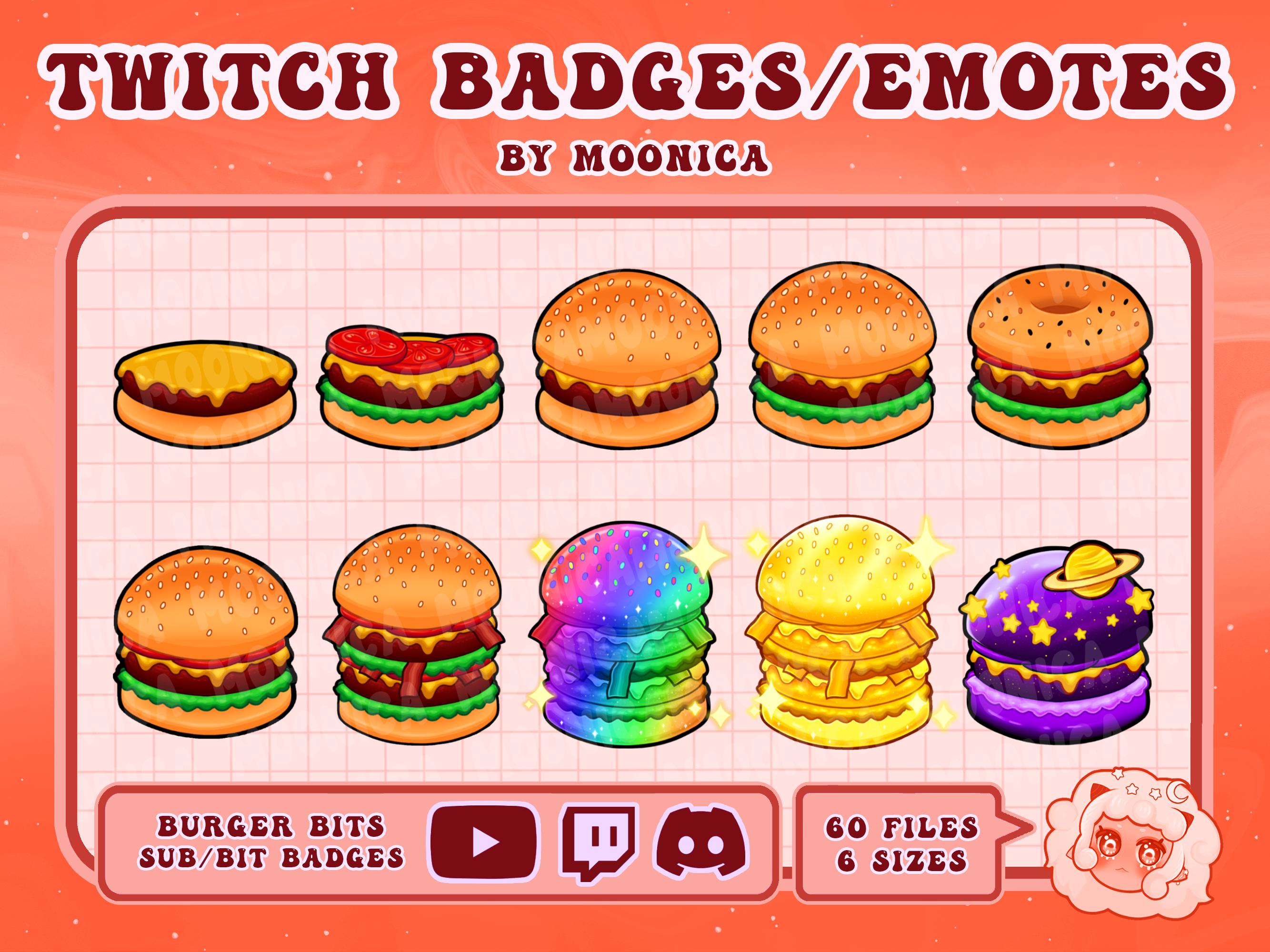 Cute Kawaii Food Tasty Burger Aesthetic Badges for Twitch/discord ...