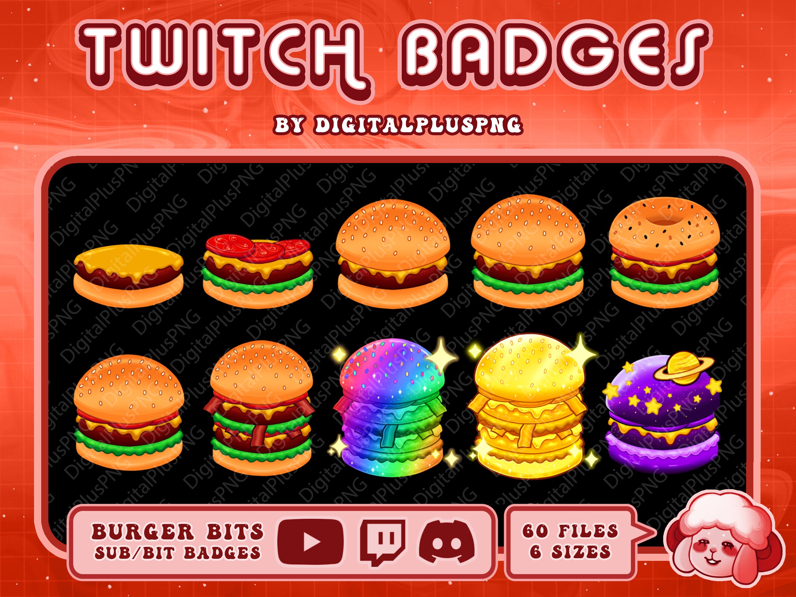 Cute Kawaii Food Tasty Burger Aesthetic Badges for Twitch/discord ...
