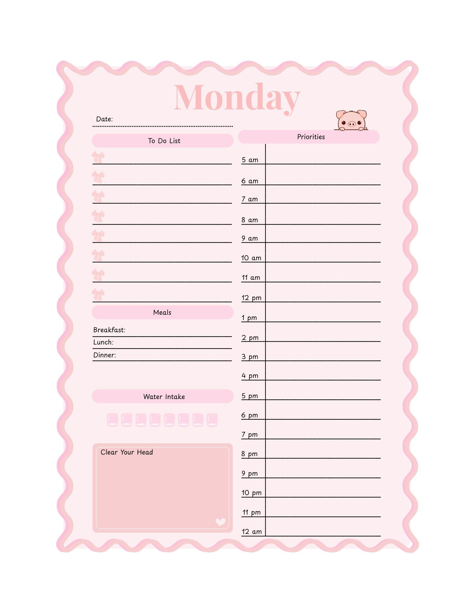 7 Day Daily Planner for Women | Printable Digital Planner | Weekly ...