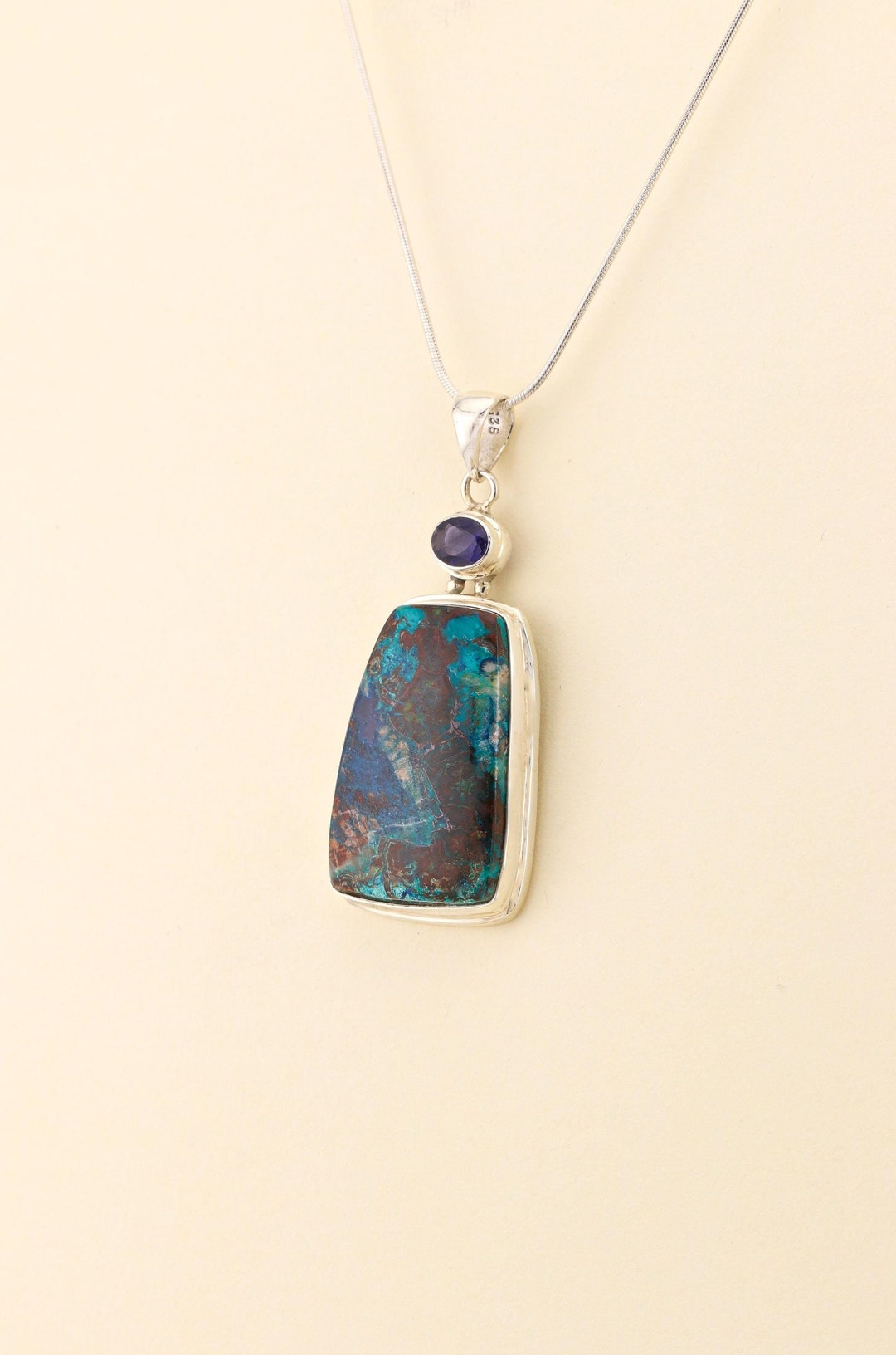 Azurite and Iolite Pendant | AZP6 - Handmade & Genuine Gemstone Jewelry ...