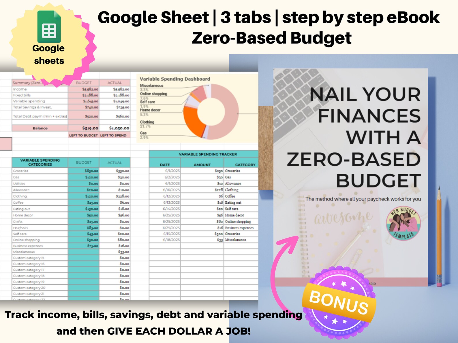 Paycheck Zero Based Budget Google Sheet, Zero-based Budget Planner ...