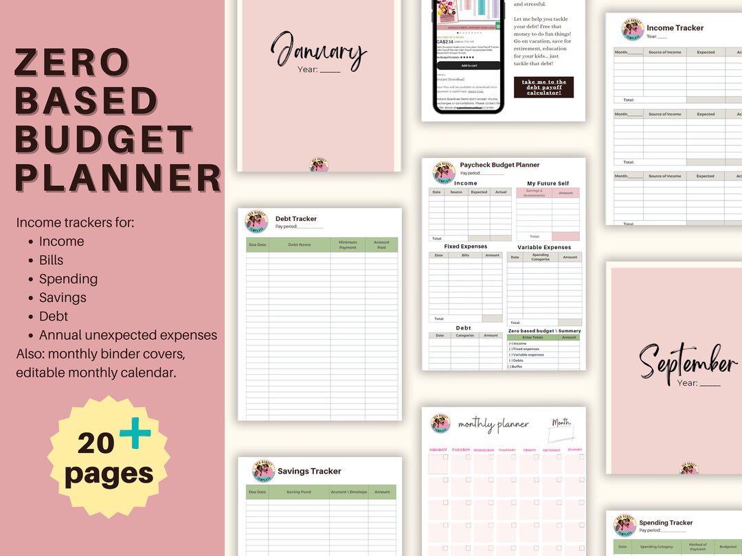 Zero Based Budget Printable Planner Monthly Zero Based - Etsy