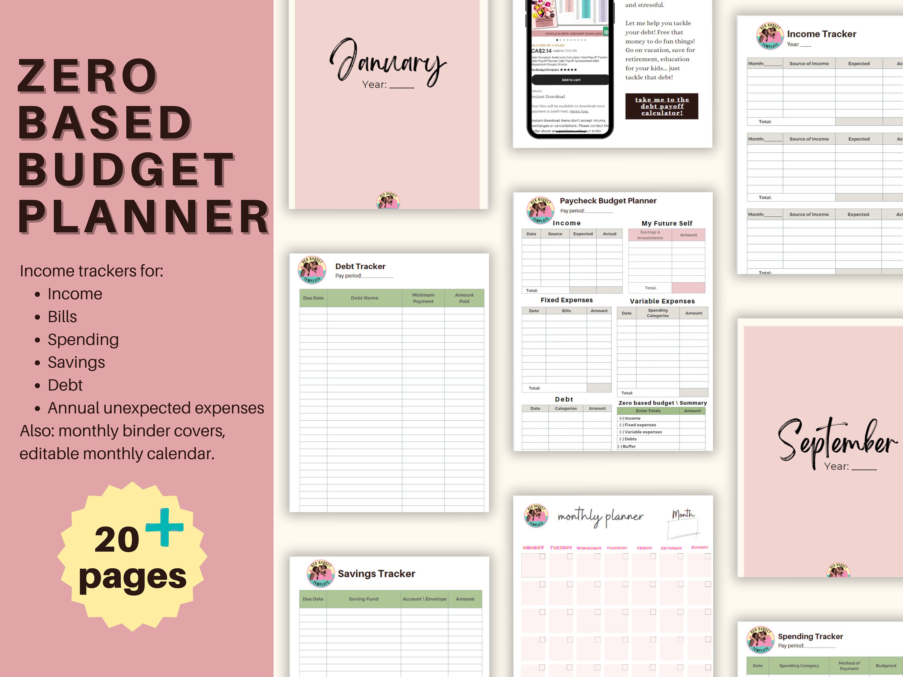 Zero Based Budget Printable Planner Monthly Zero Based - Etsy