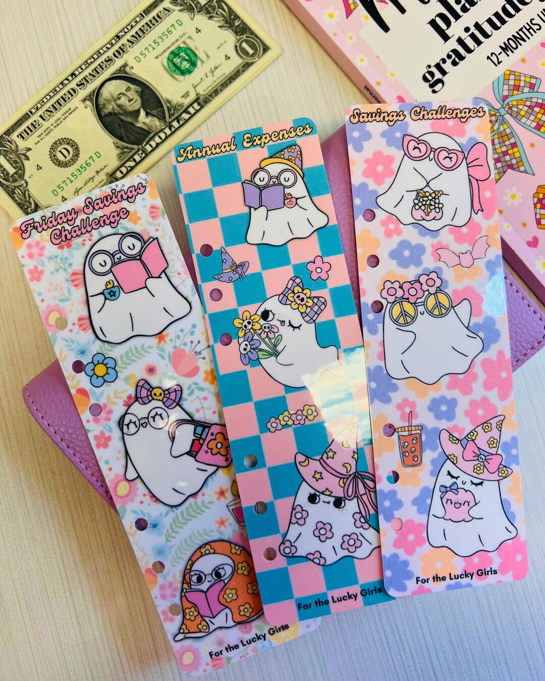 Personalized Cute Ghost Set of A6 Bookmarks for Budget Binder, Planner ...