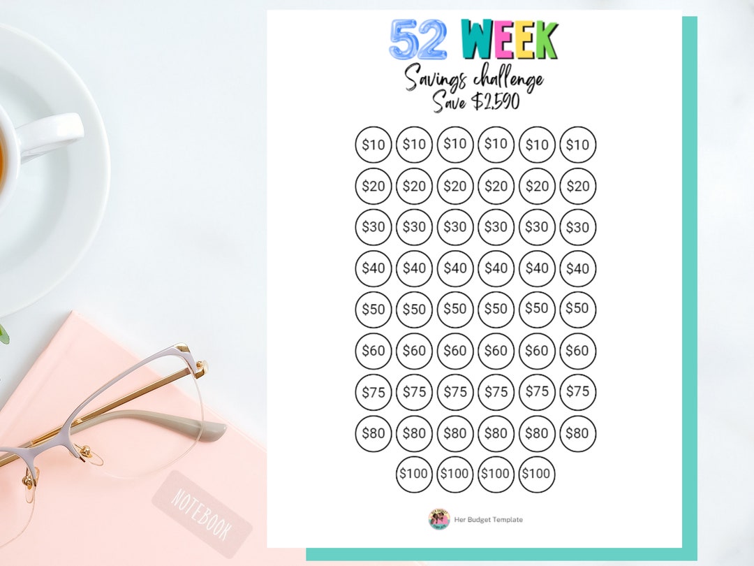 52 Weeks Saving Challenge Money Saving Challenge Back to - Etsy