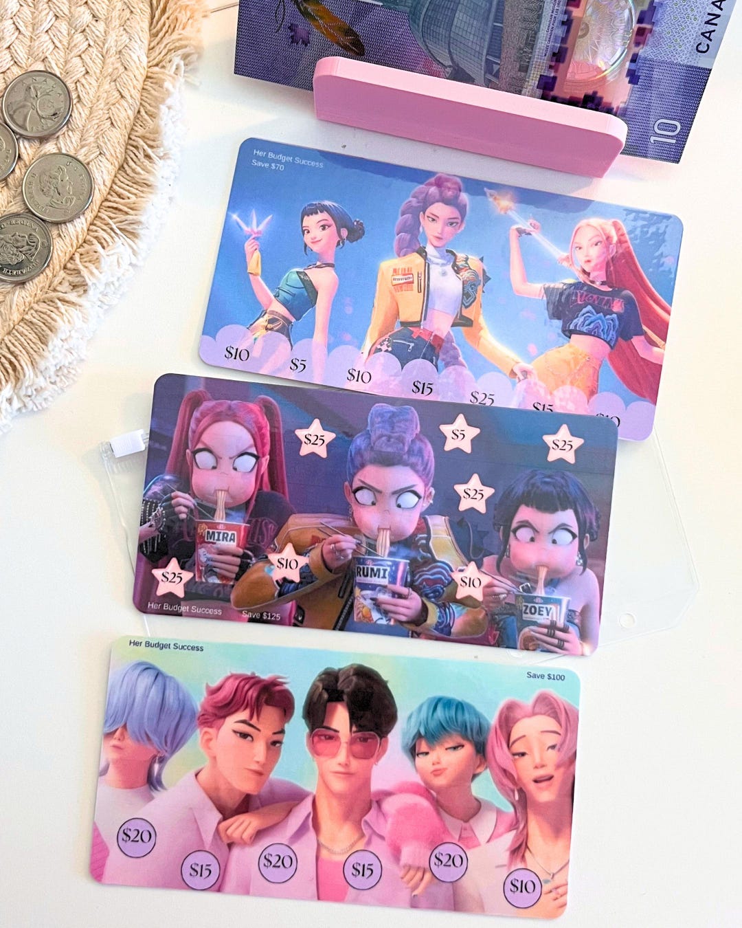 Kpop Demon Hunters Savings Challenge Insert Cards Biweekly Friday ...