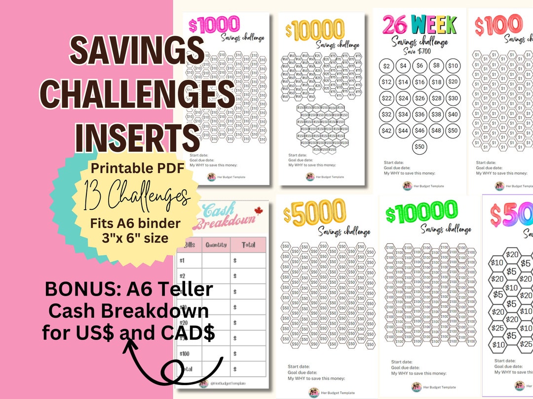 Ultimate Savings Challenge Bundle Savings Challenge Printable A6 Mini ...
