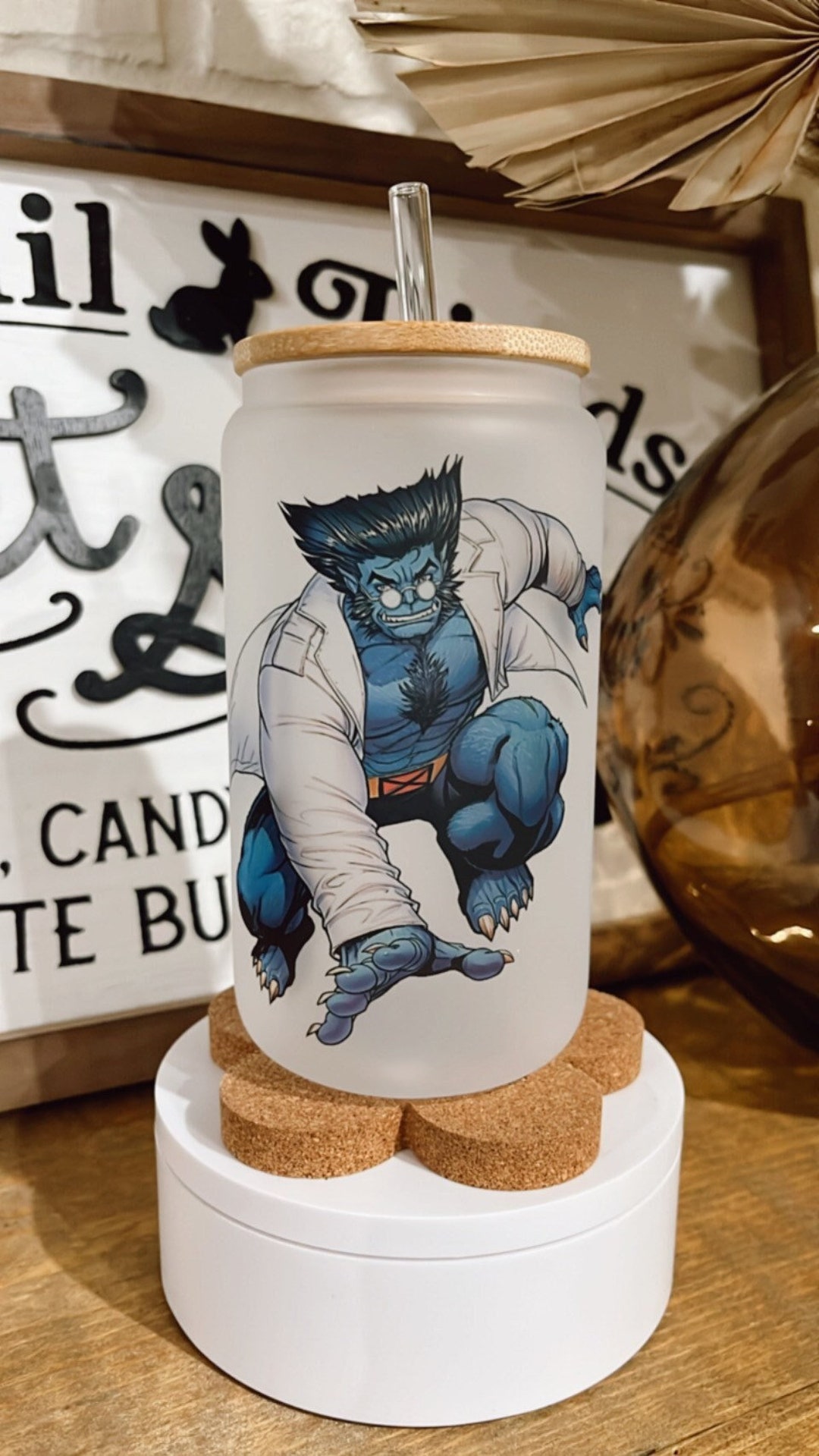 16oz X-men Beast Glass Cup, Beast Beer Can Glass Cup, Marvel Beast Cup ...