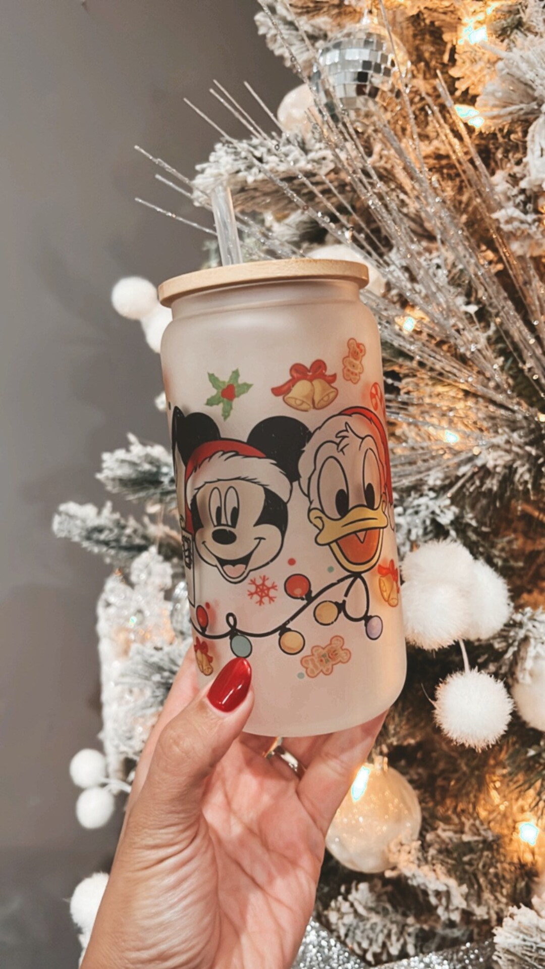 16oz Disney Christmas Cup, Disney Friends Cup, Disney Cup, Disney Glass ...