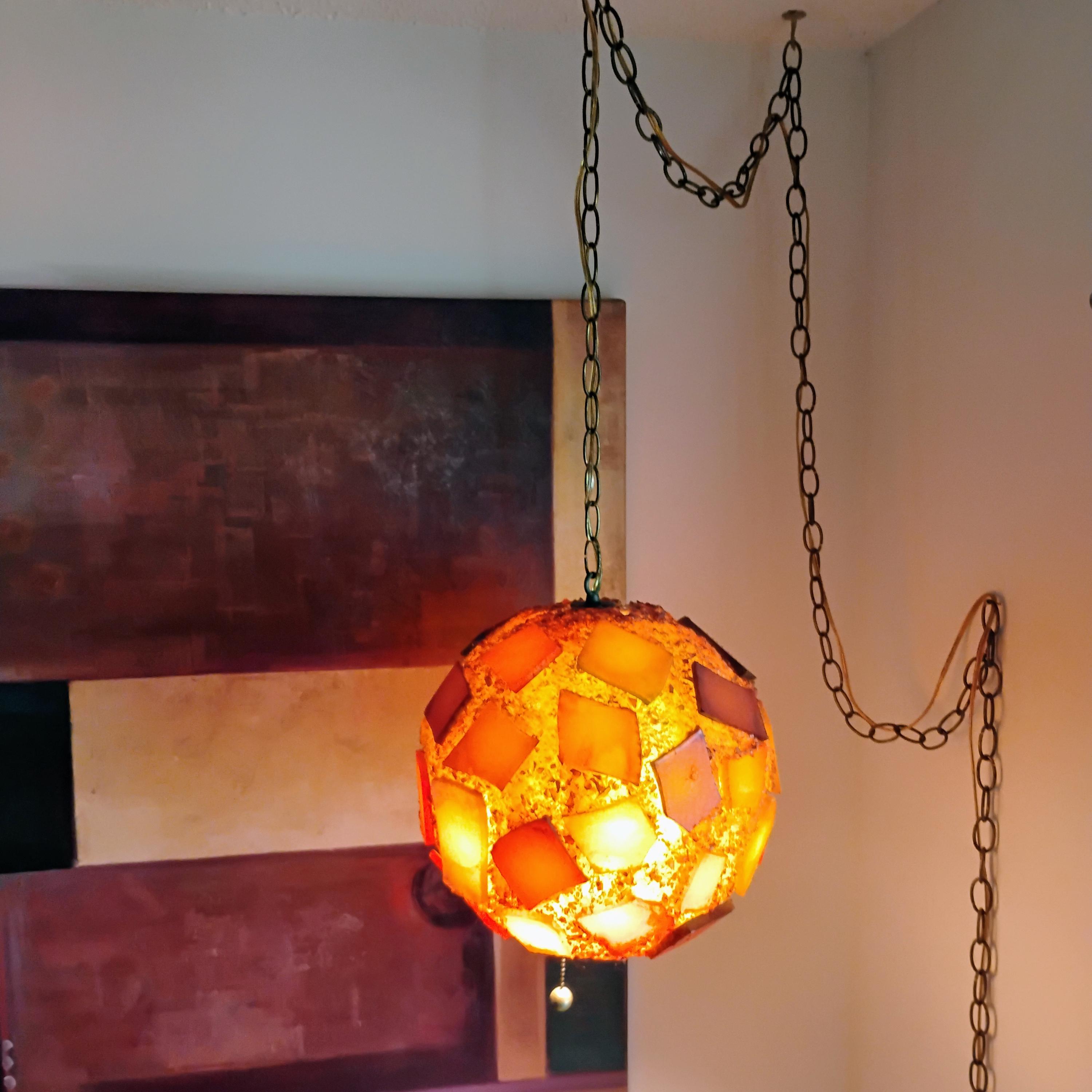 Vintage Chunky Lucite Swag Lamp Yellow, Orange, and Brown - Etsy