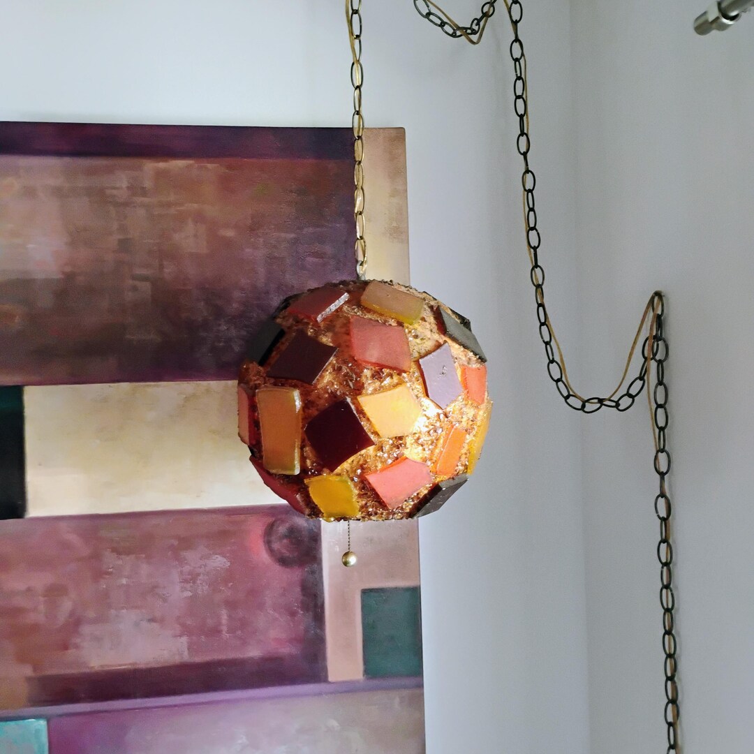 Vintage Chunky Lucite Swag Lamp Yellow, Orange, and Brown - Etsy