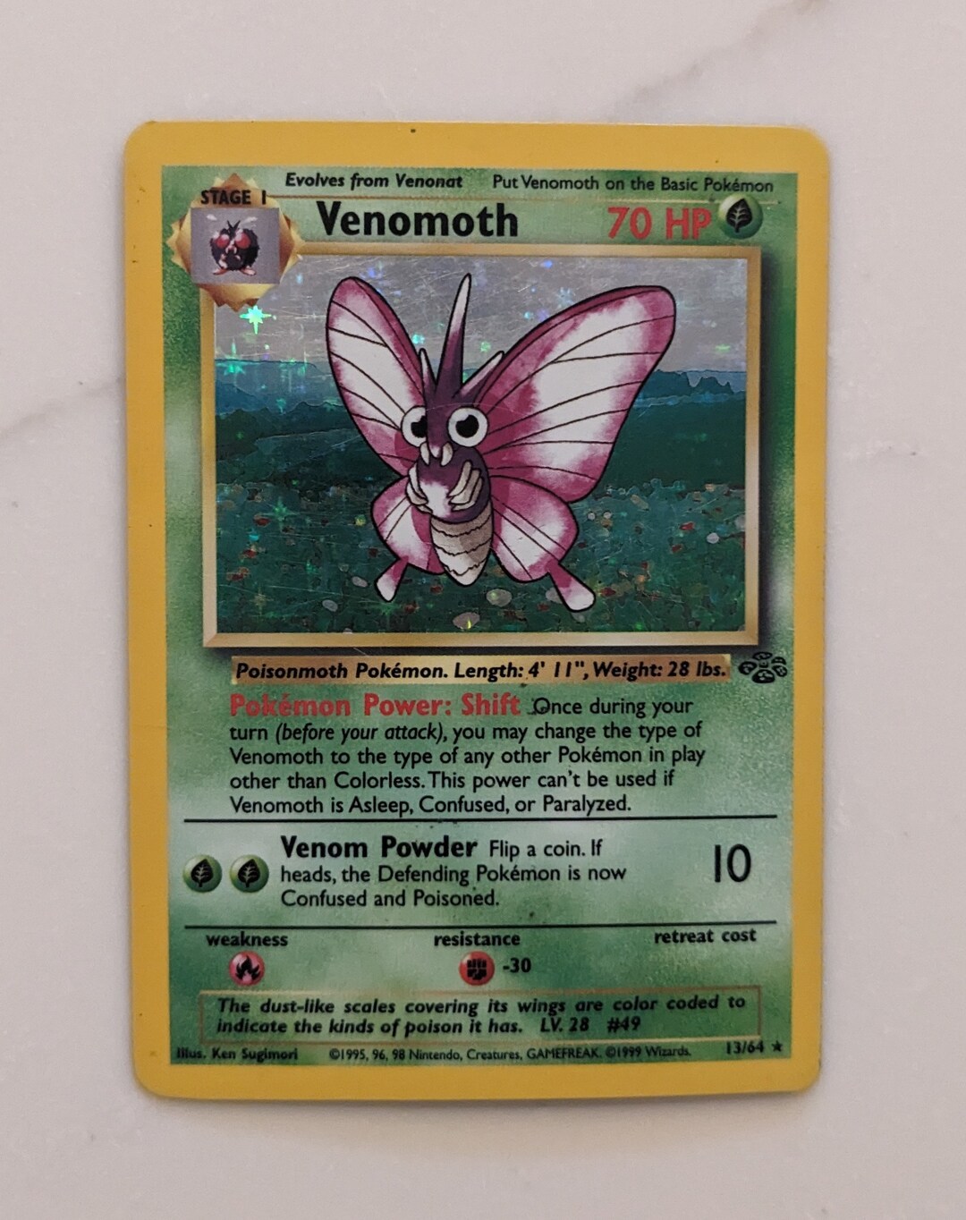 Jungle Set Venomoth 13/64 holo Rare Moderate Played - Etsy