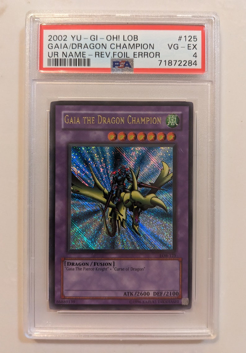 DOUBLE ERROR Gaia the Dragon Champion Lob-125 secret Rare PSA 4 Very ...