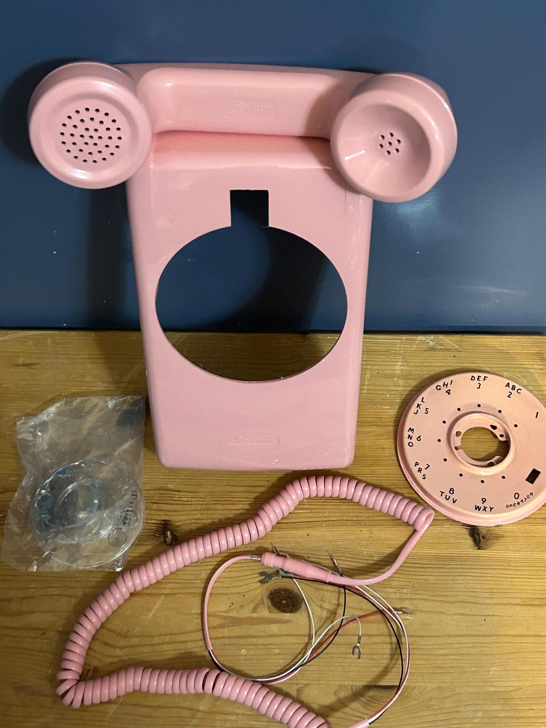New Old Stock (NOS) Pink ITT Rotary Dial 554 Wall Phone Body and Parts ...