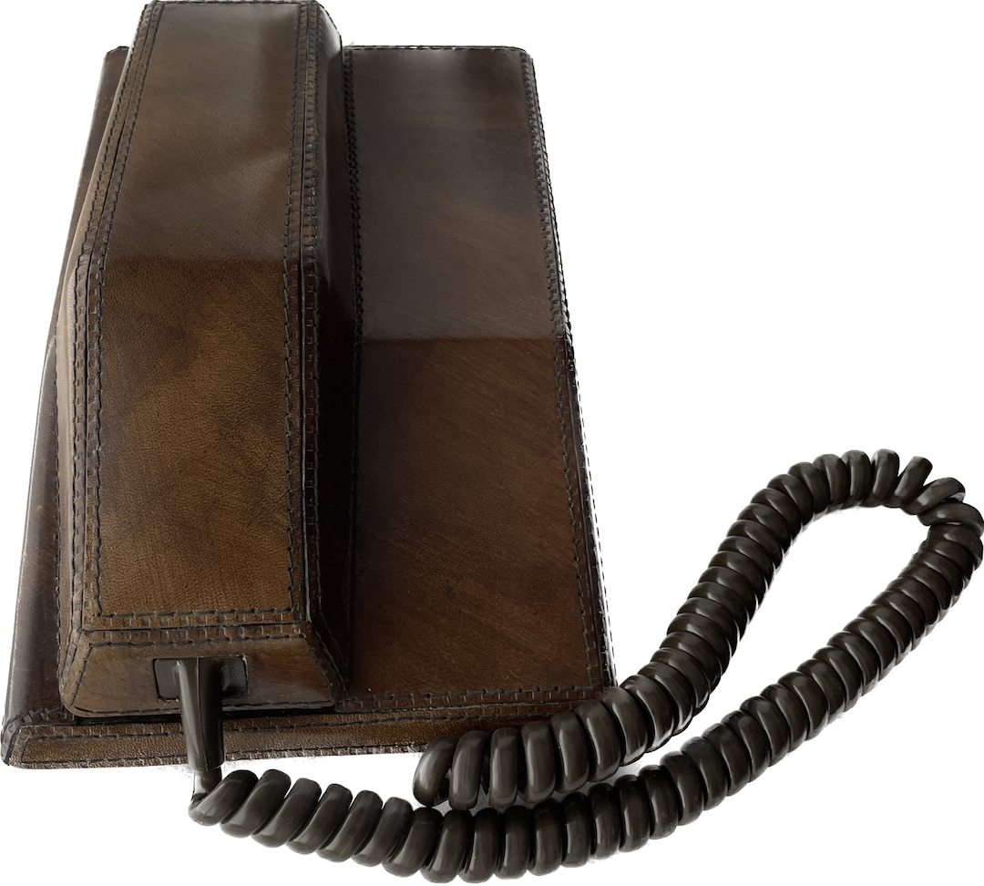 Rare Brown Leather Contempra Rotary Dial Telephone, Northern Telecom ...