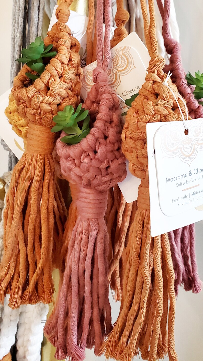 Mini Macrame Air Plant Hanger: Boho Decor Pod, Cotton Fiber - Etsy