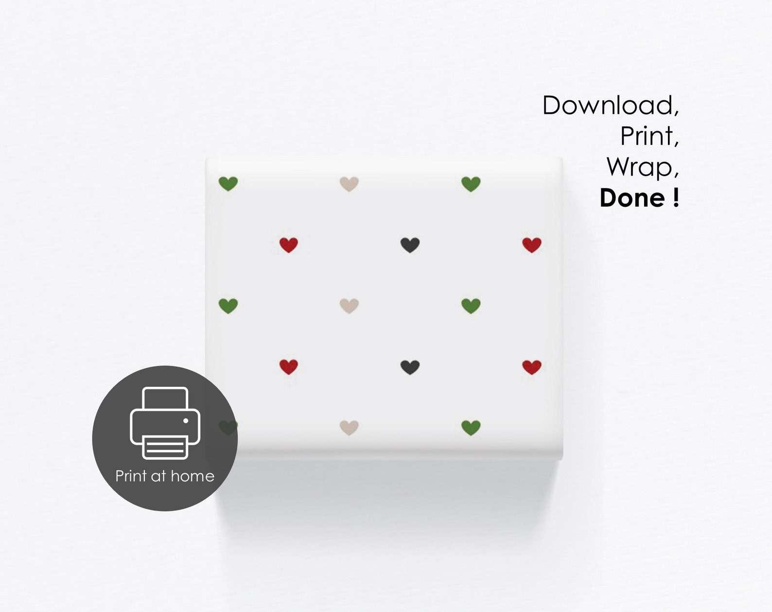 PRINTABLE Wrapping Paper, A4 Digital Format, Heart Pattern - Etsy
