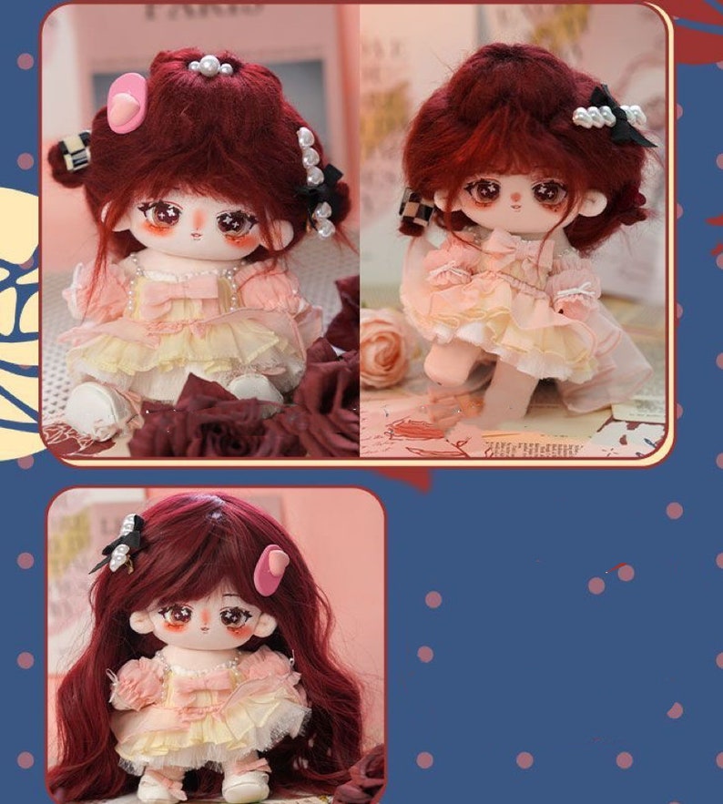 20cm Roses Girl Cotton Doll Red Hair Plush Doll - Etsy
