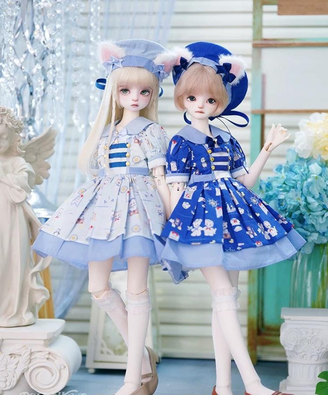 1/4 Msd SD BJD Doll Sailor's Outfit, Sweet Girl Blue Cat Berets, Smart ...
