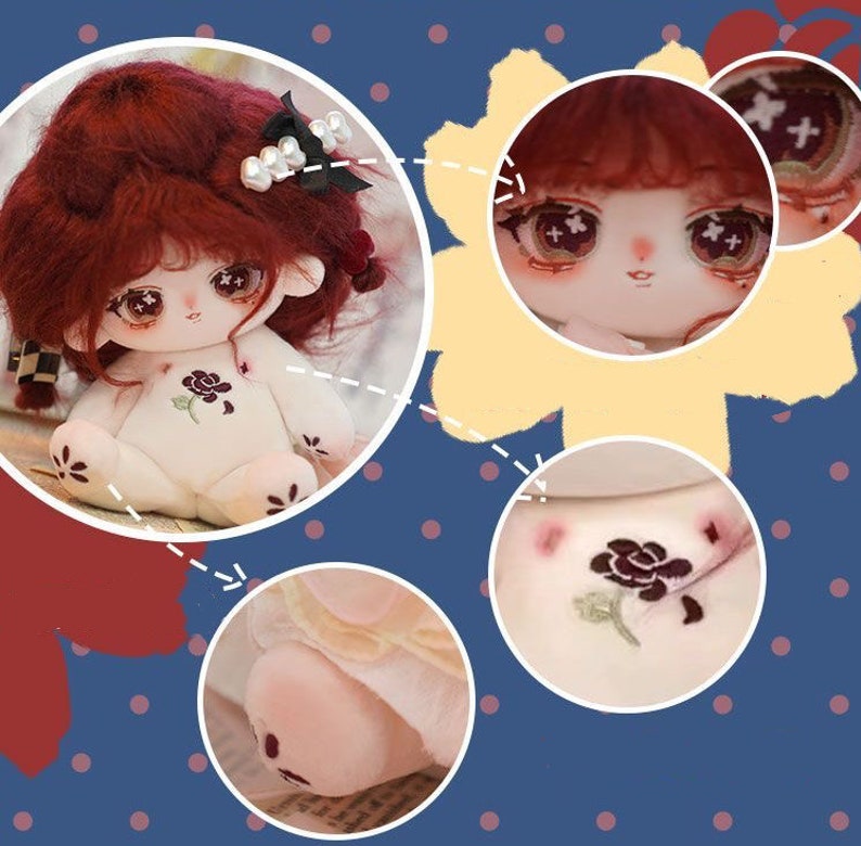 20cm Roses Girl Cotton Doll Red Hair Plush Doll - Etsy