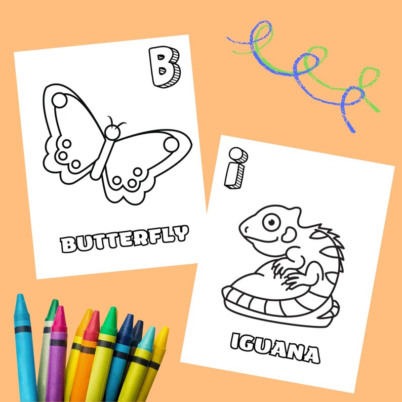 Easy Animal Abcs Coloring Book/coloring Pages PDF Download - Etsy