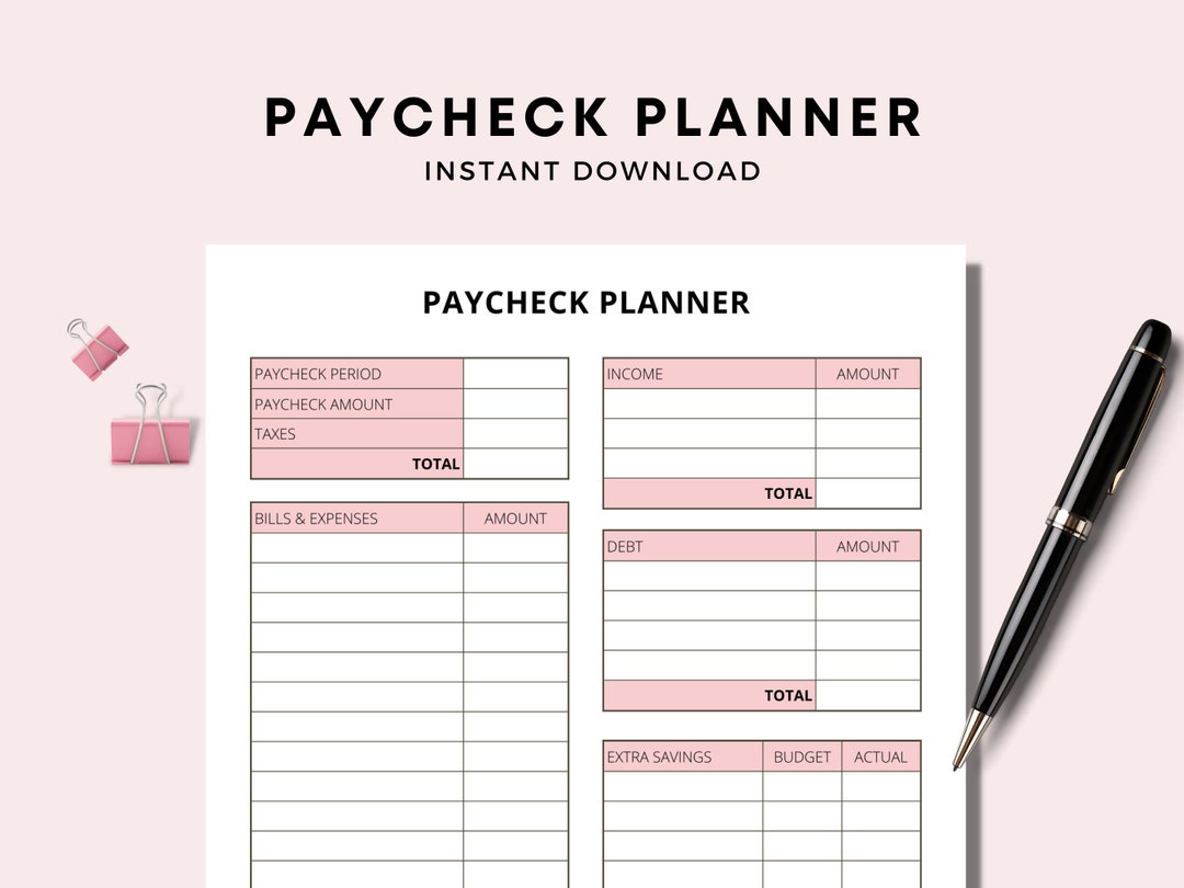 Bi-weekly Pay Check Planner Digital Template - Etsy